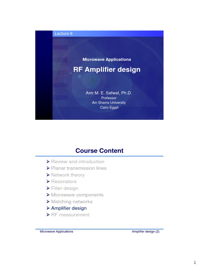 Lect 8 Amplifier Design | PDF | Amplifier | Signal Processing