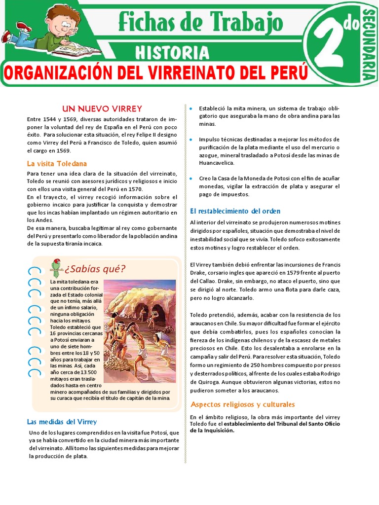 Organizacion Del Virreinato Del Peru para Segundo Grado de Secundaria | PDF | Nueva españa ...