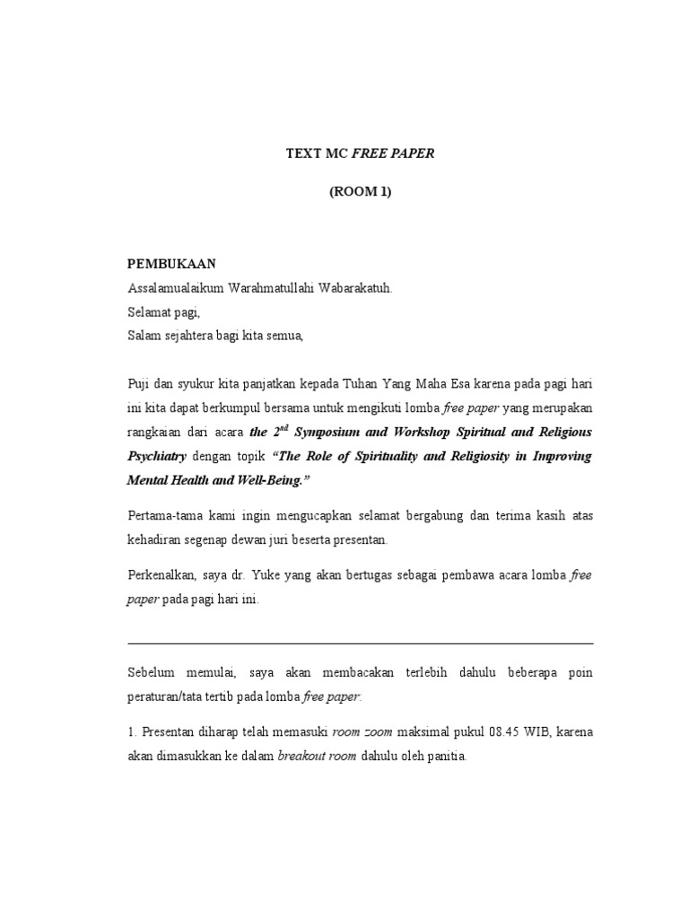 Text MC Free Paper (Room 1) | PDF
