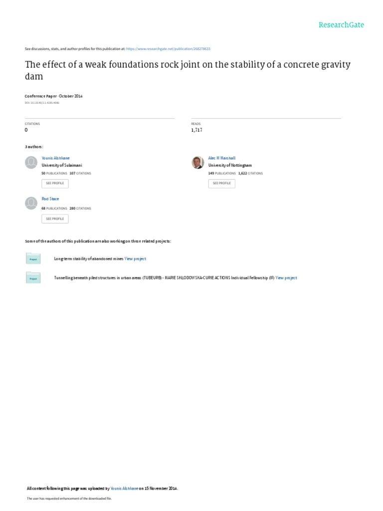 The Effect of Weak Foundation Rock Joints on the Stability of Concrete Gravity Dams: A Study of ...