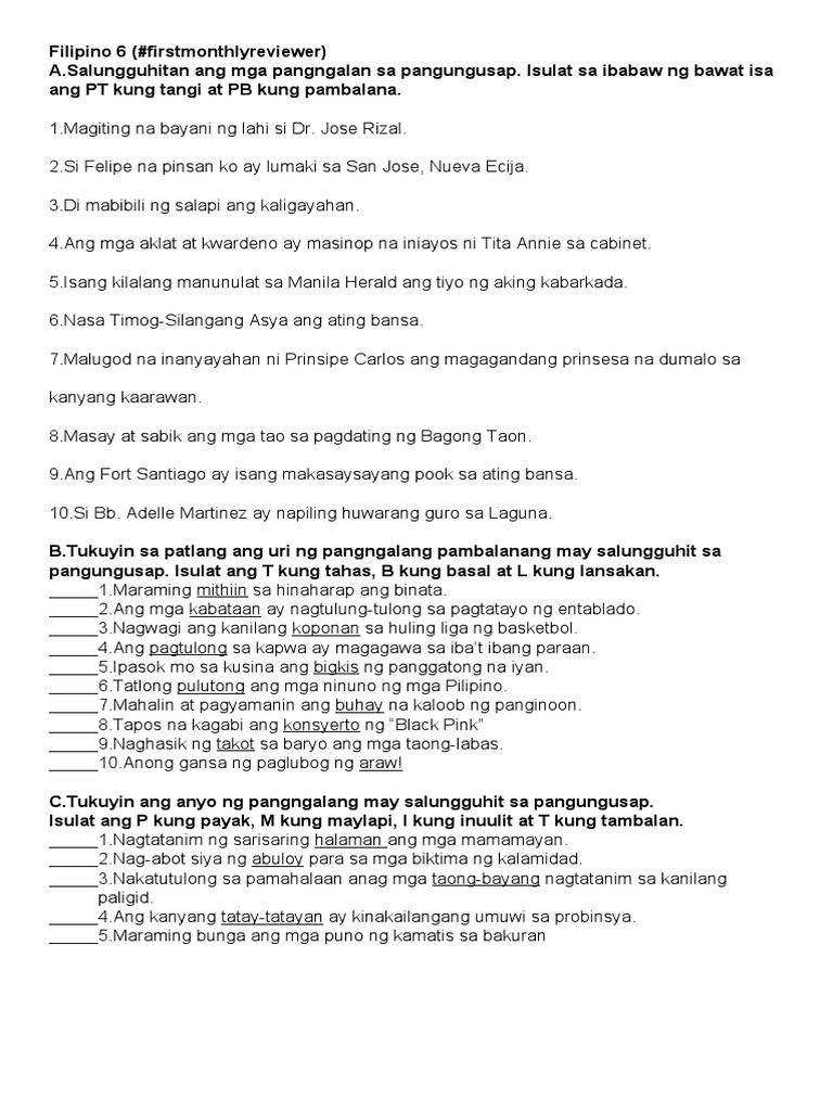Fil 6 Pangngalan | PDF