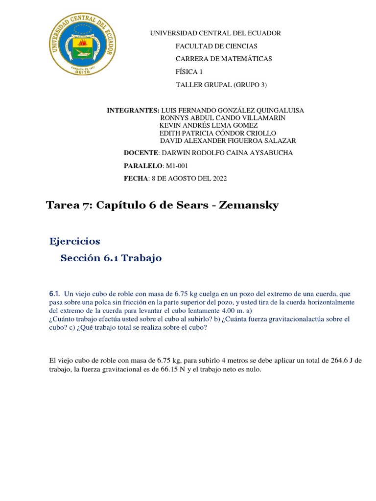 Tarea 7 Capitulo 6 Sears Semansky Grupo 3. | PDF | Fricción | Fuerza