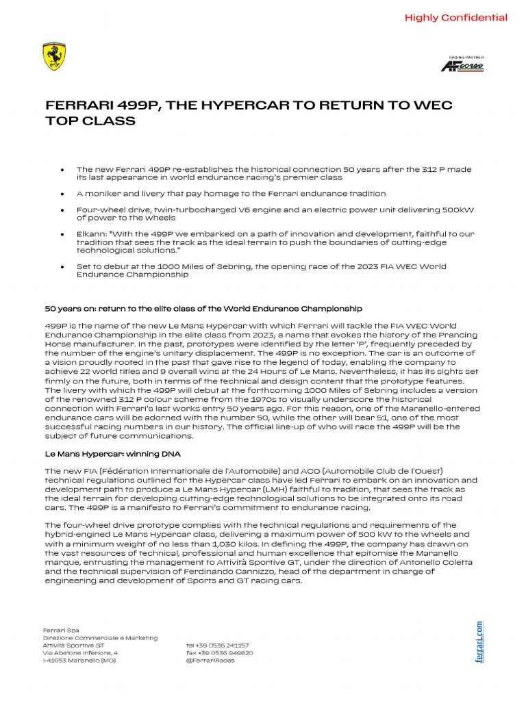 Ferrari LMH ENG | PDF | Transport | Vehicle Technology