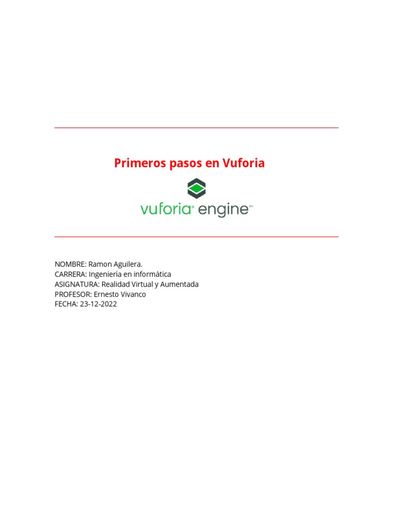 Primeros Pasos en Vuforia | PDF