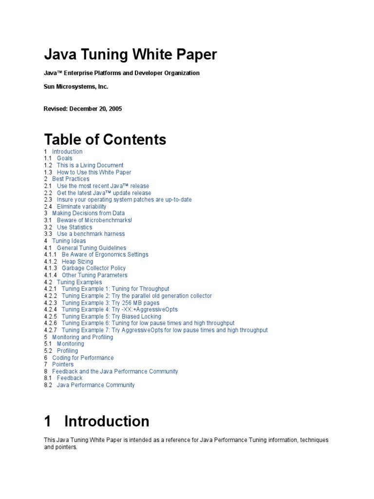 Java Tuning White Paper Pdf Java Programming Language Thread Computing