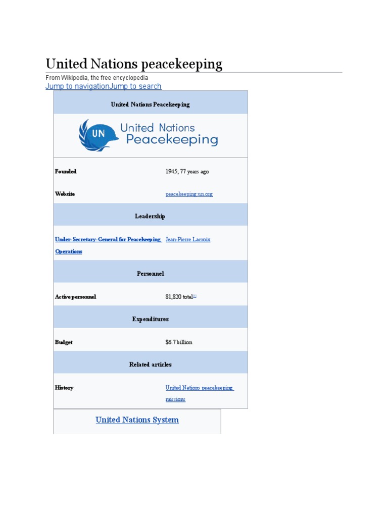 United Nations Peacekeeping | PDF | Peacekeeping | United Nations