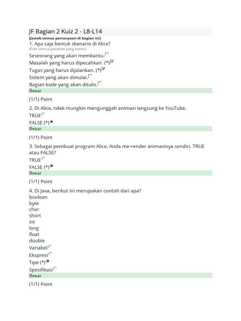 JF Bagian 2 Kuiz 2 - L8-L14 | PDF | Komputer