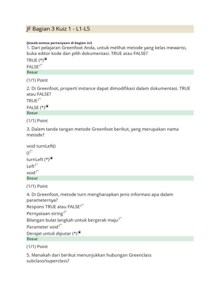 JF Bagian 3 Kuiz 1 - L1-L5 | PDF