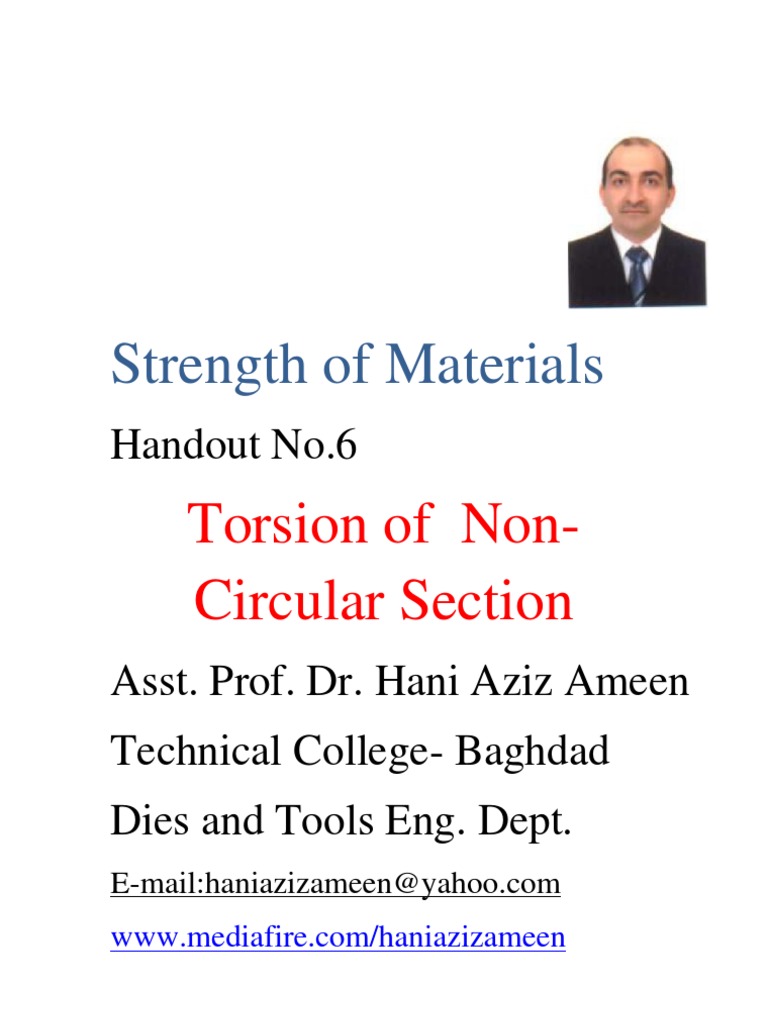 Strength of Materials - Torsion of Non Circular Section - Hani Aziz ...