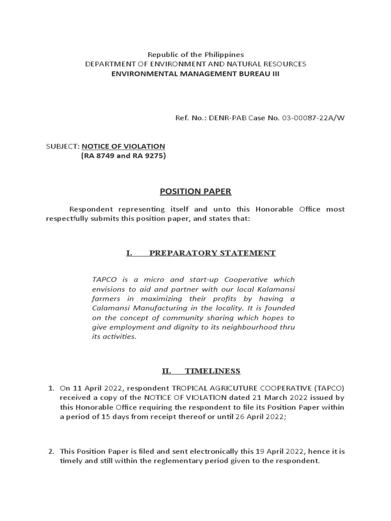 TAPCO Position Paper | PDF | Justice | Crime & Violence