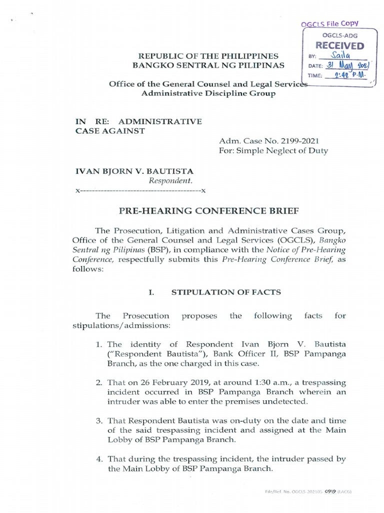 Pre-Trial Brief Against Ivan | PDF