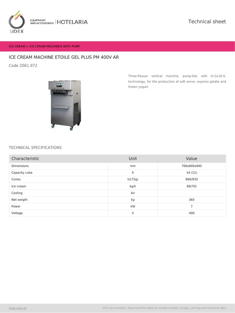 Ice Cream Machine Etoile Gel Plus PM | PDF