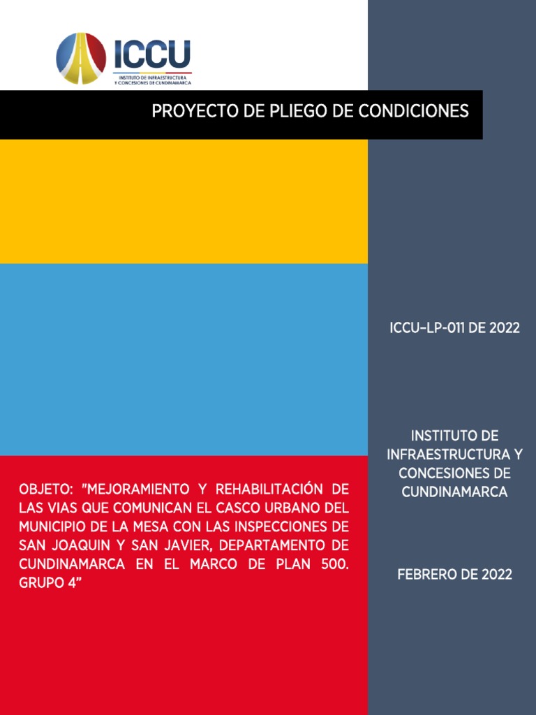 Proyecto de Pliego de Condiciones - Iccu-Lp-011 de 2022 | PDF | Colombia | Dólar de los Estados ...