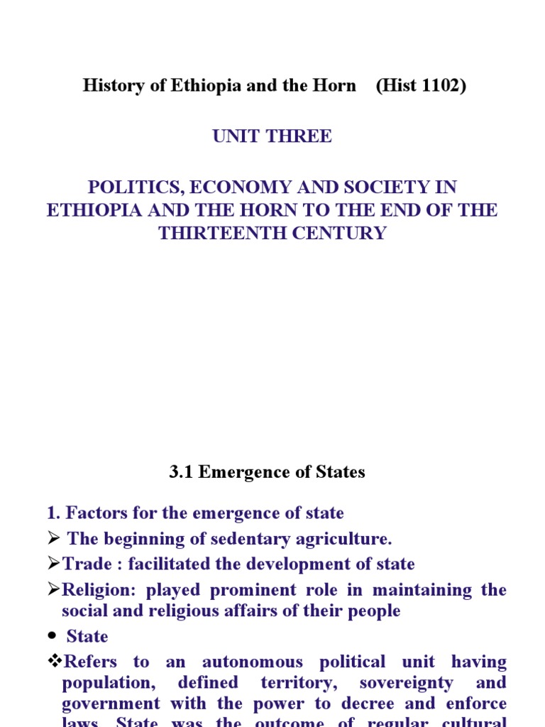 The Emergence and Development of Early States in Ethiopia and the Horn ...