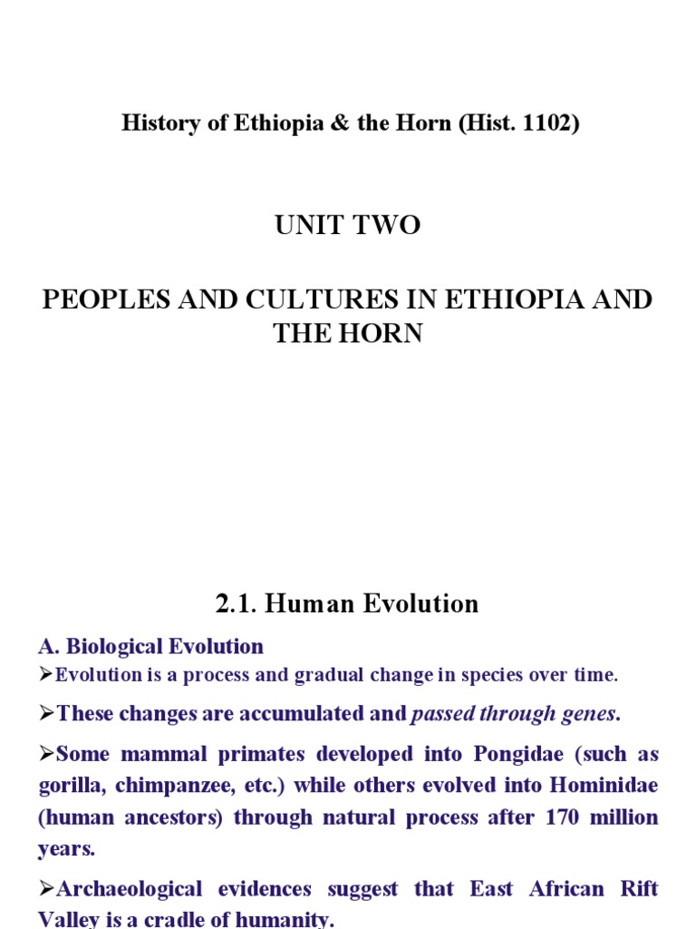 History of Ethiopia & The Horn Unit 2 | PDF | Homo | Human Evolution
