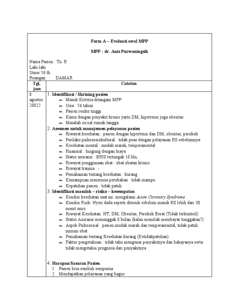 Contoh Form A MPP Anis | PDF