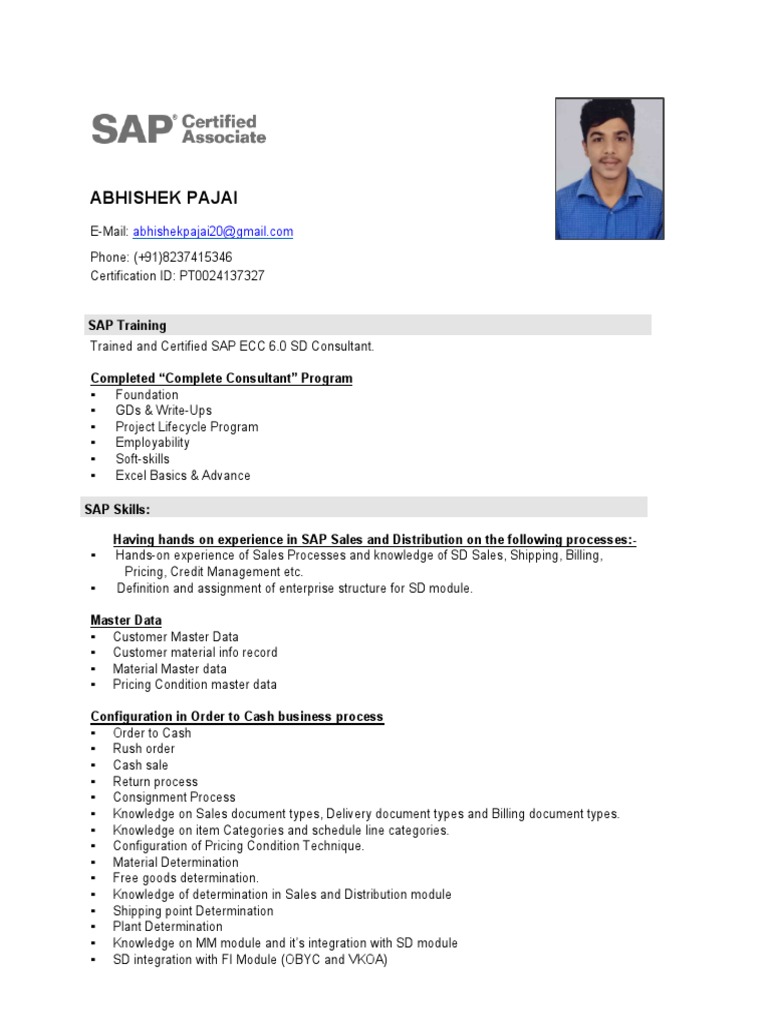 Abhishek SAP SD | PDF | Sales | Business