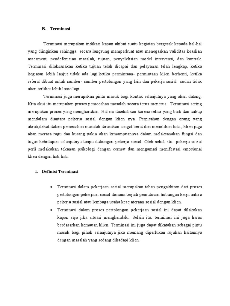 Terminasi Pada Pekerjaan Sosial | PDF | Karier & Perkembangan