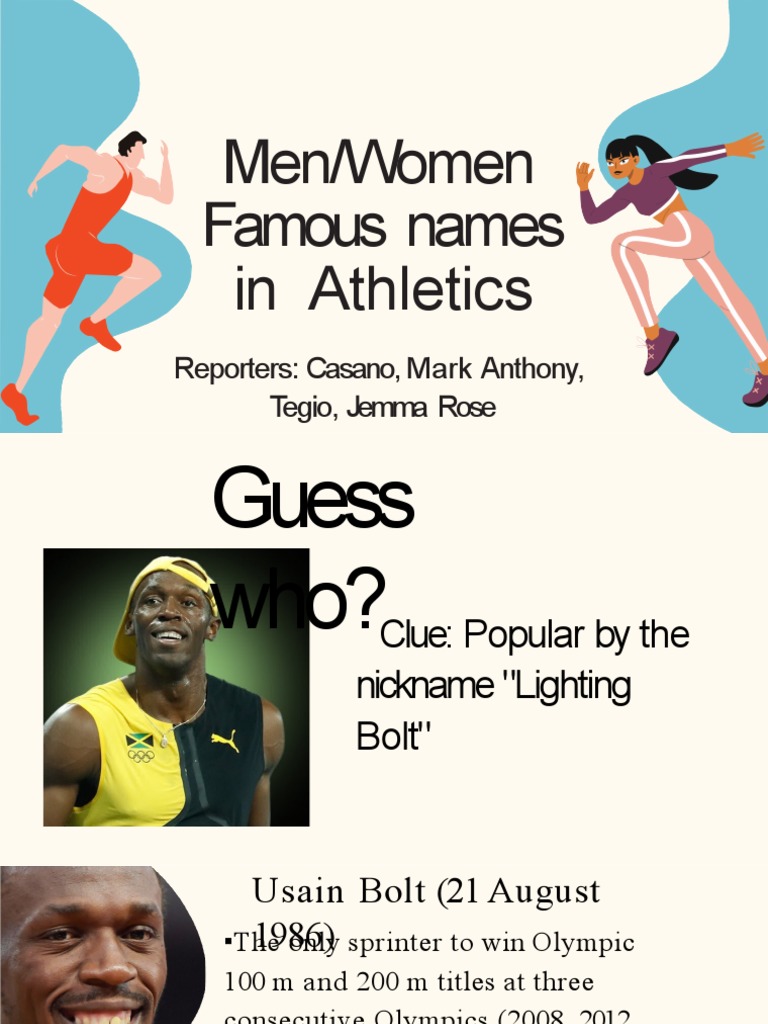 Men & Woman Famous Names in Athletics | PDF | Track And Field | Sports ...