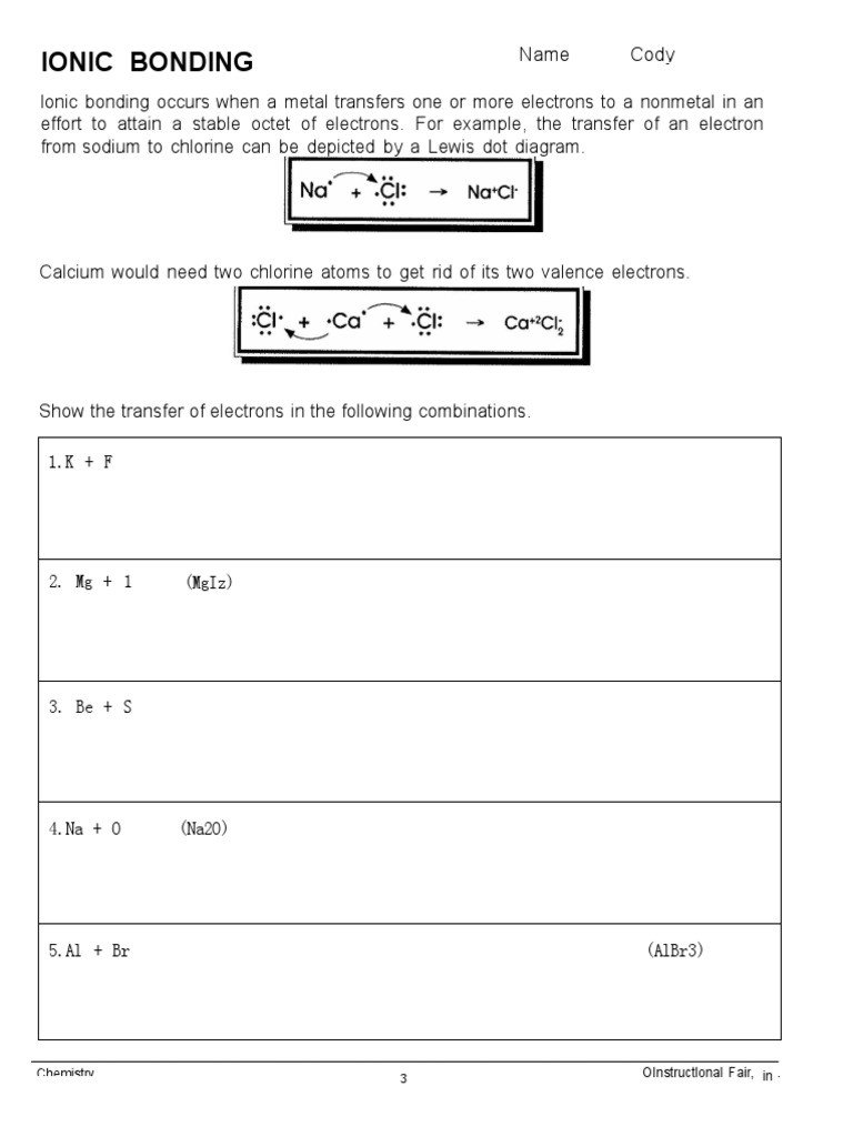 Ionic-Covalent Worksheet | PDF | Chemical Bond | Chemical Compounds