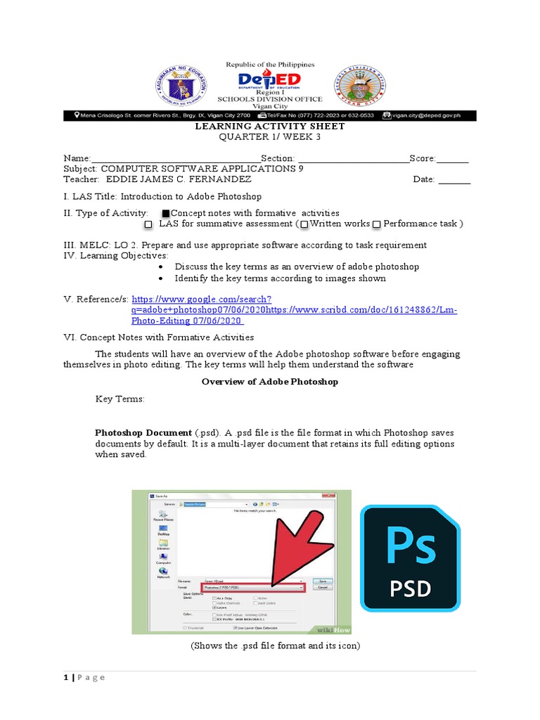 Las Ict Csa9 Quarter 1 Week 3 | PDF | Adobe Photoshop | Computing