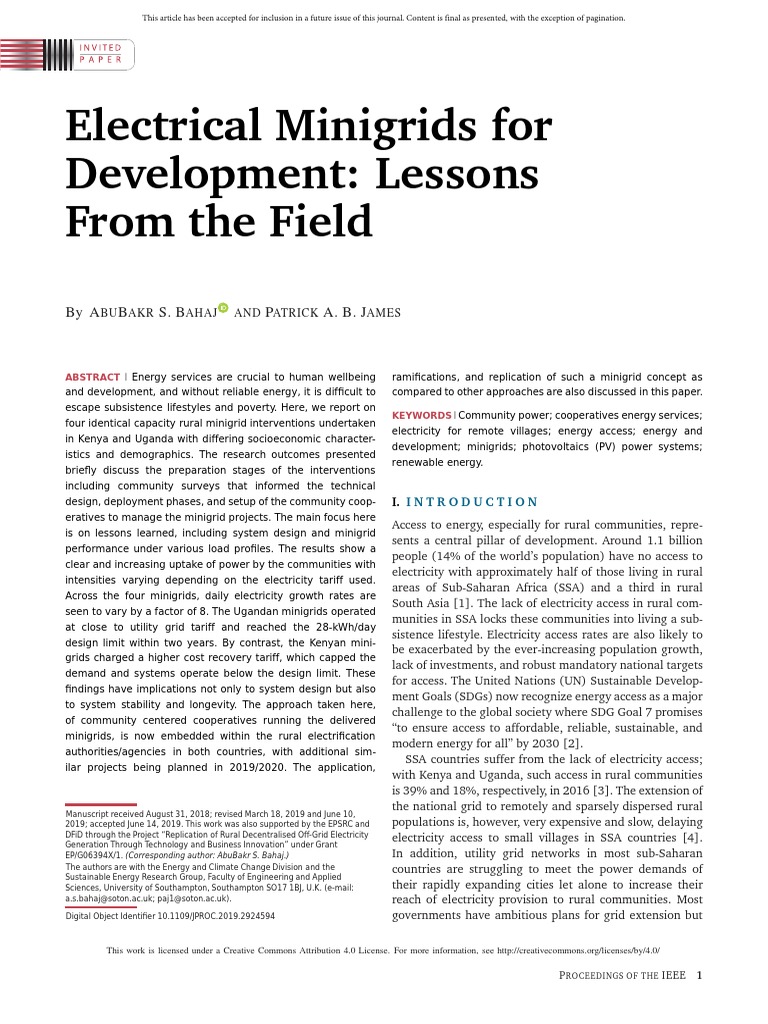 Electrical Minigrids For Development Lessons From | PDF | Electrical Grid | Public Utility