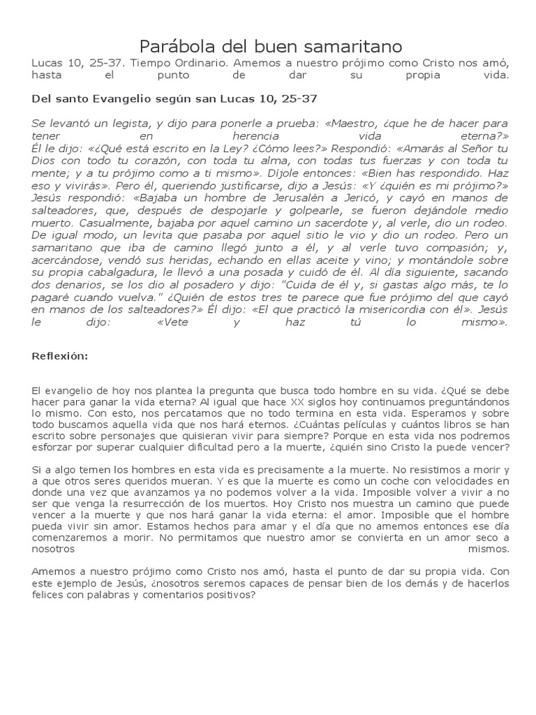 Parábola Del Buen Samaritano | PDF