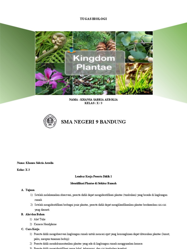 Plantae Lkpd. Khansa Sabria A. X-3 | PDF
