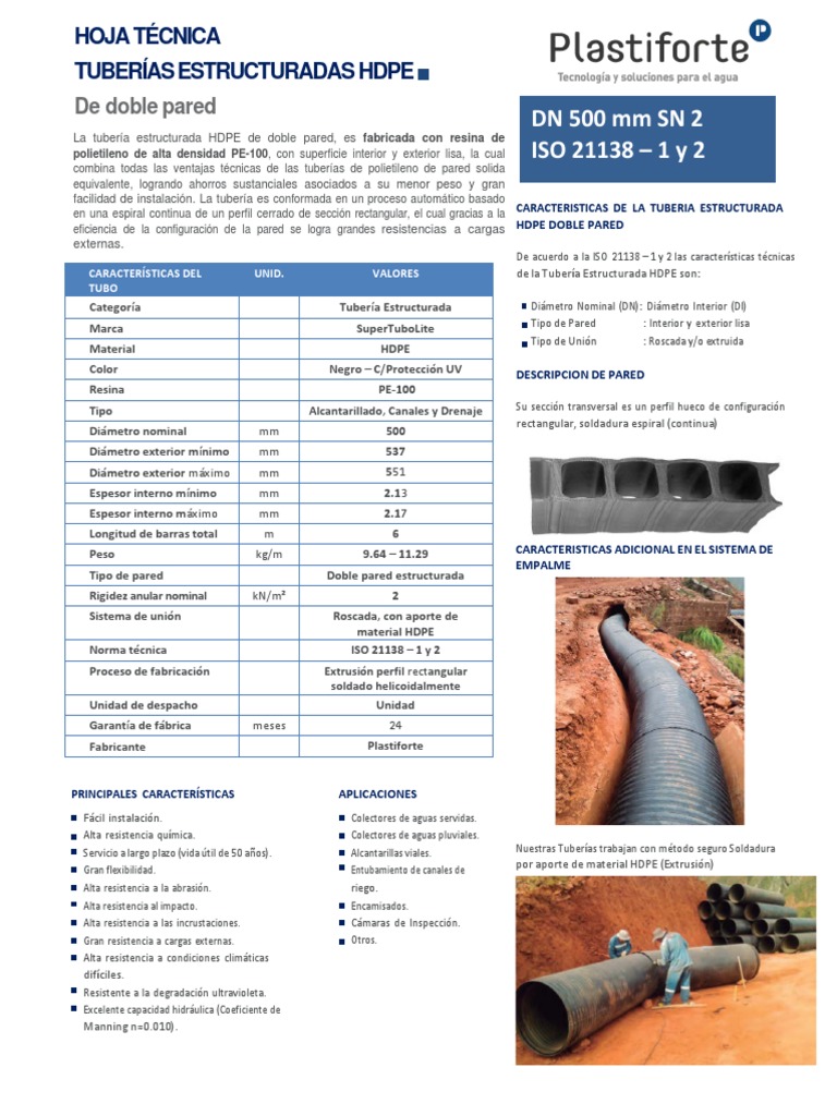 DN 500 MM - SN2 | PDF | Tubería (transporte de fluidos) | Extrusión