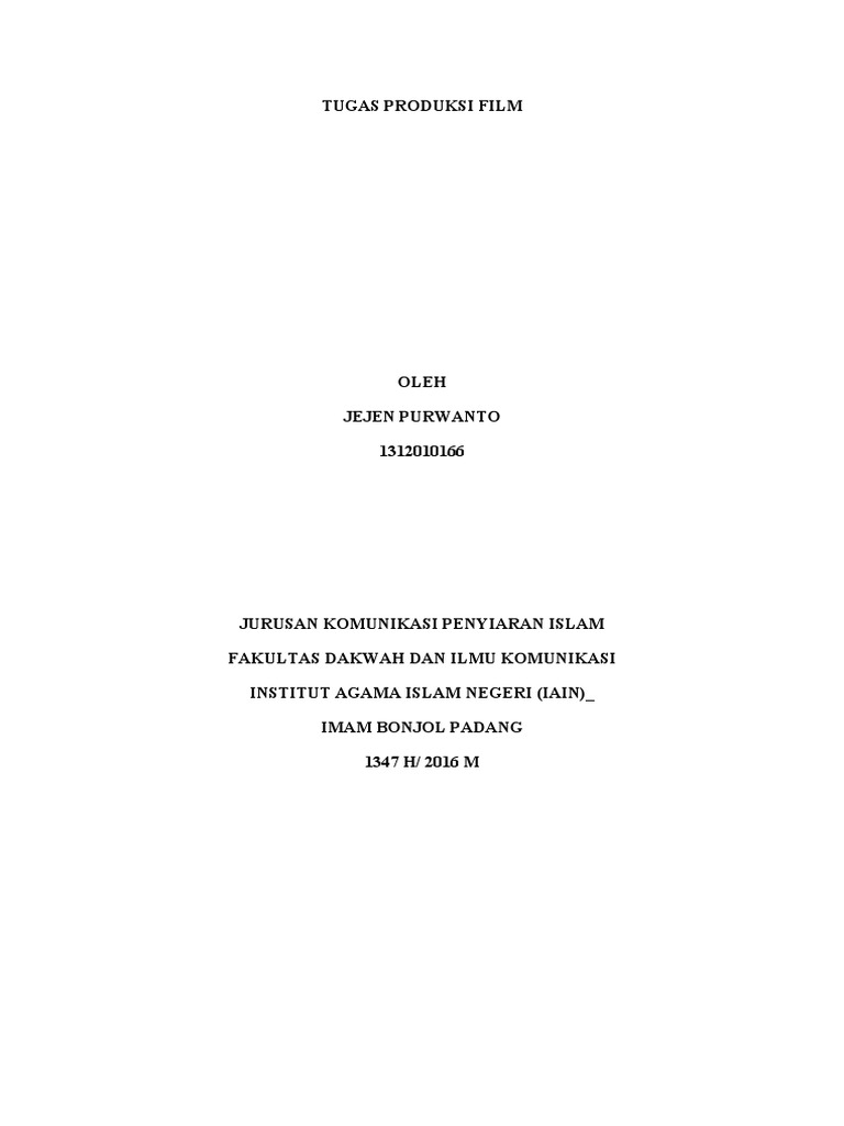 Tugas Produksi Film Jejen | PDF