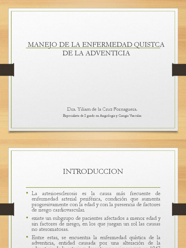 Manejo de La Enfermedad Quistca de La Adventicia | PDF | Angiografía ...