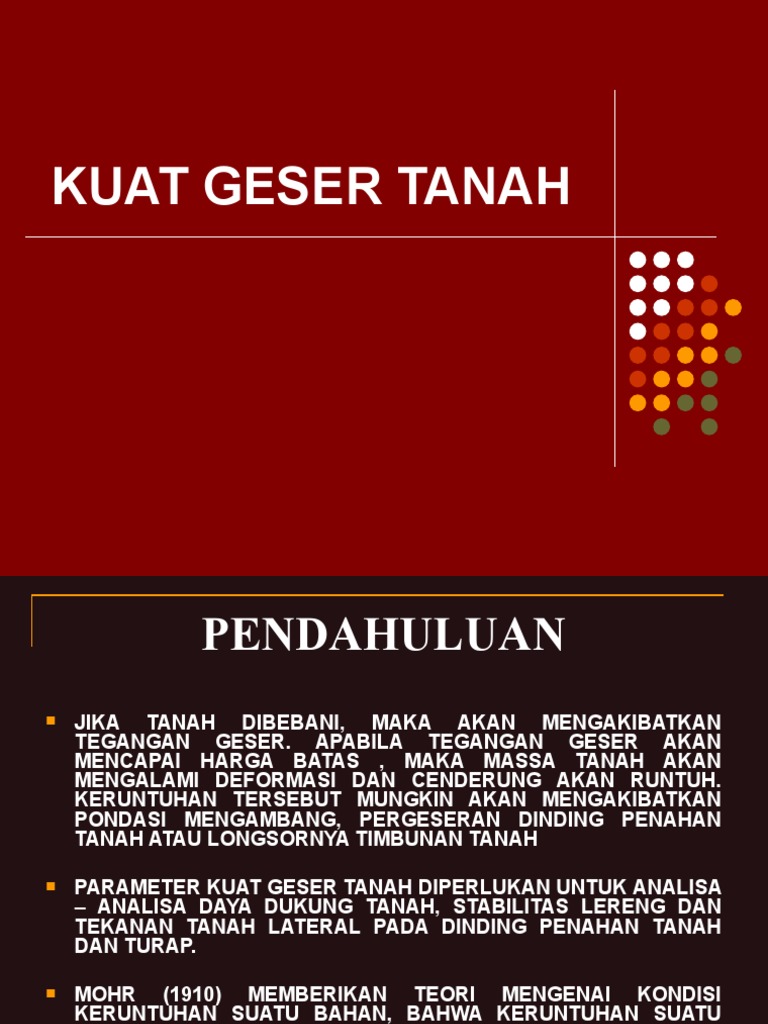 Kuat Geser Tanah dan Stabilitas Struktur | PDF | Teknologi & Rekayasa