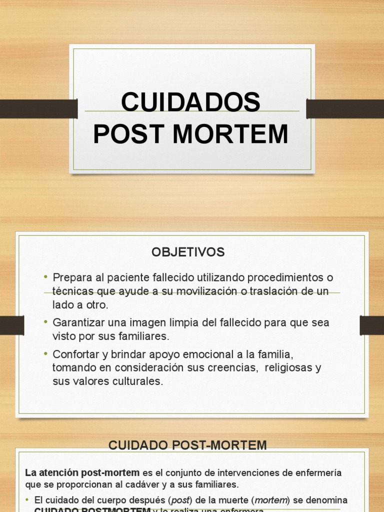 Tema 7 Cuidados Post Mortem | PDF | Enfermería