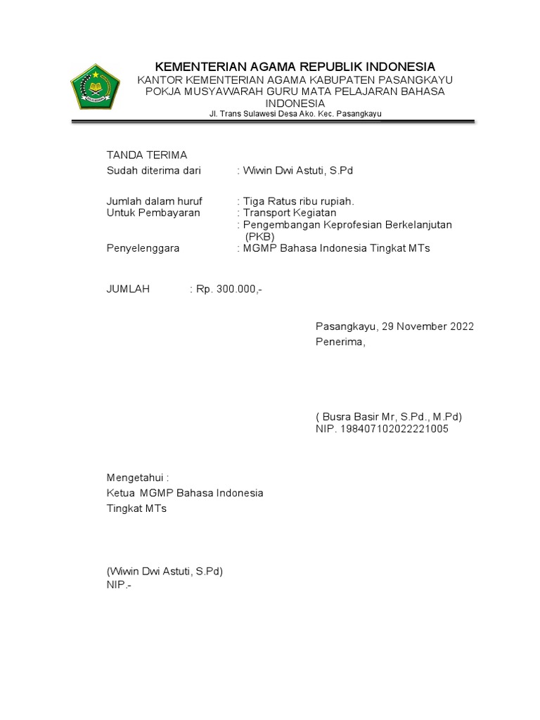 Kwitansi Transport 01 | PDF