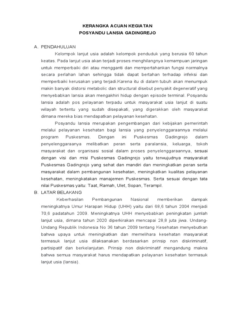 KAK Posyandu Lansia | PDF