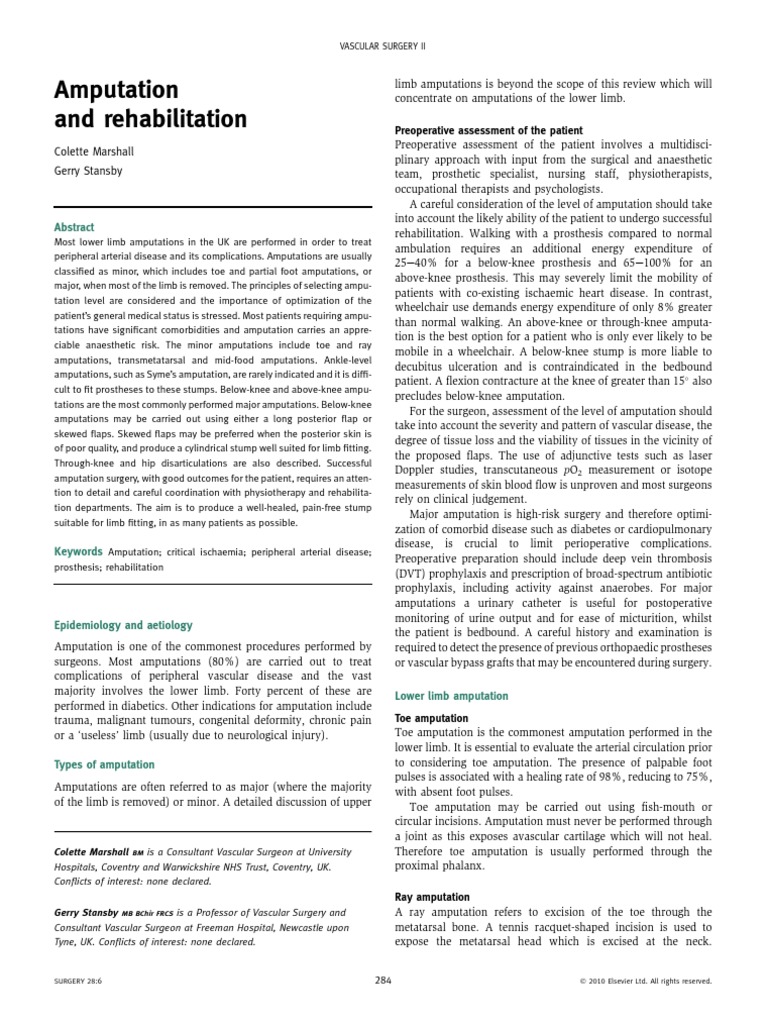 Amputation and Rehabilitation 2010 | PDF | Amputation | Prosthesis