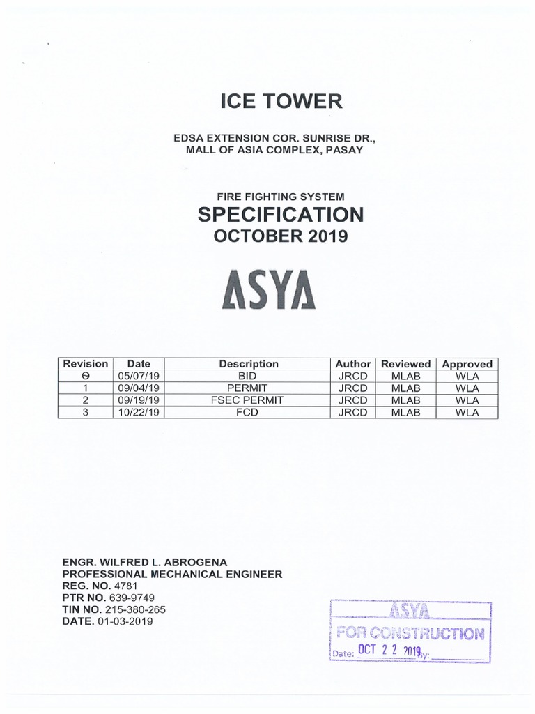 Fire Protection Specifications - FCD | PDF