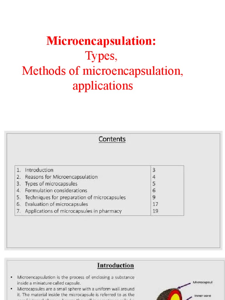 Microcapsules - Types, Preparation and Evaluation | PDF