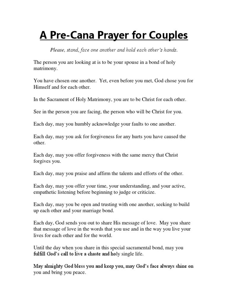 Pre-Cana Prayer for Couples | PDF