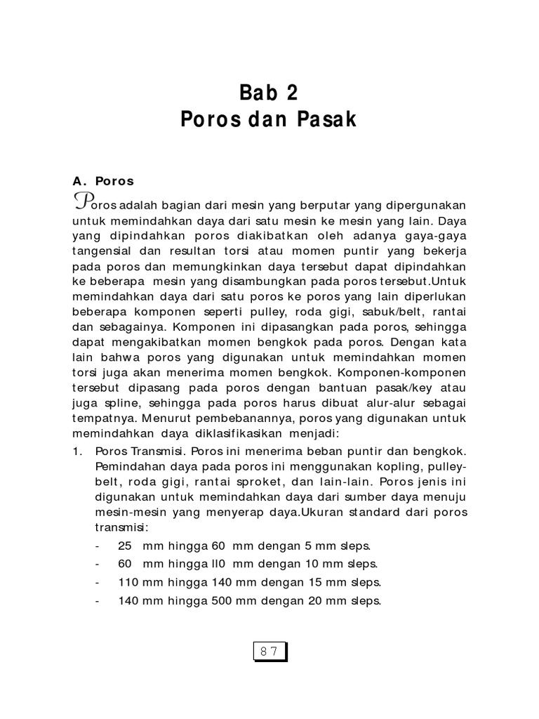 Rme173002 - Elemen Mesin - Chapter 5 Poros Dan Pasak | PDF