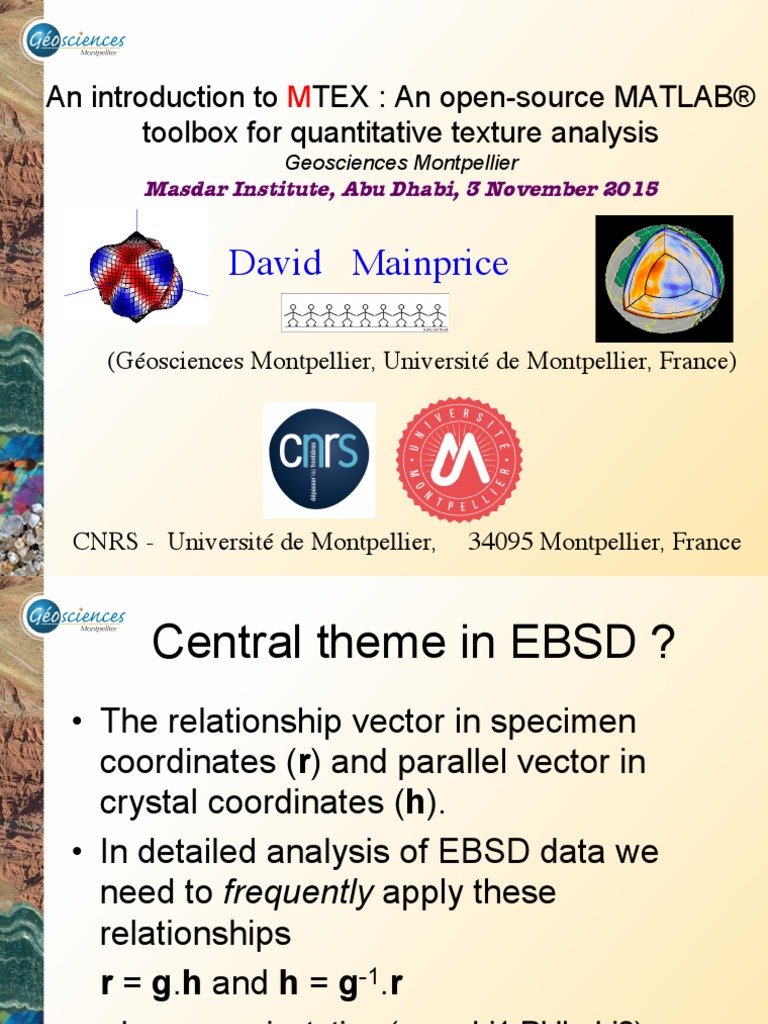 Mtex Intro Ebsd 2015 Masdar | PDF | Matlab | Cartesian Coordinate System
