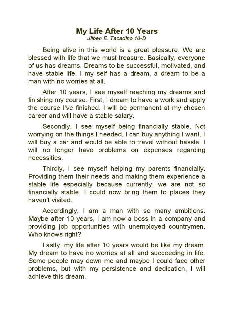 My Life After 10 Years | PDF