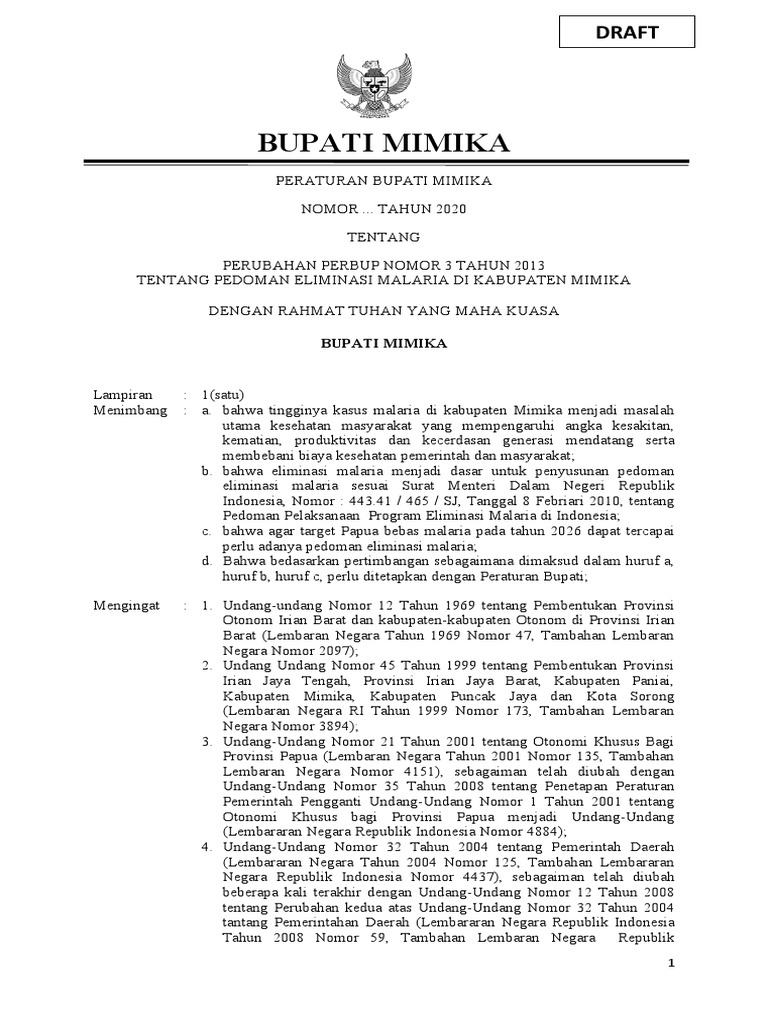 PERBUP MALCEN MIMIKA - Revised, Nov - 2020 | PDF