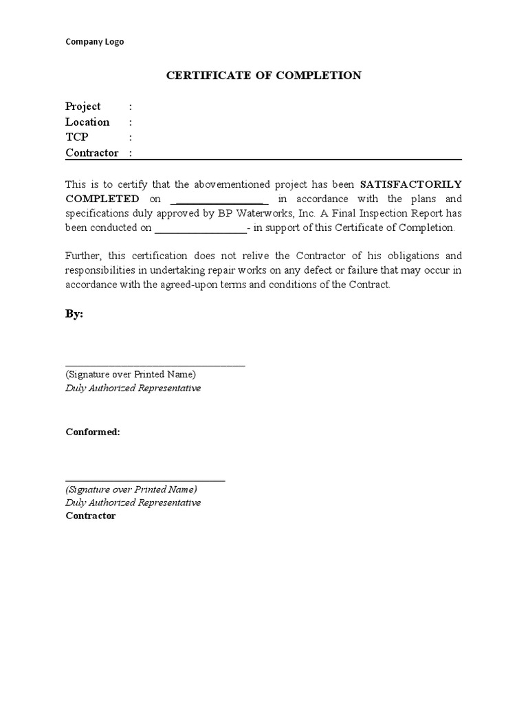 Certificate of Completion Form | PDF | Business