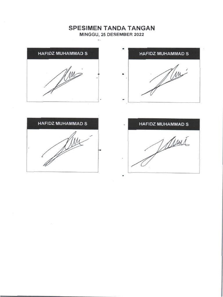 Spesimen Tanda Tangan 25 Desember 2022 | PDF