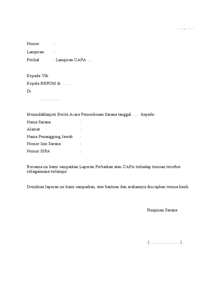 Surat Pengantar Capa | PDF