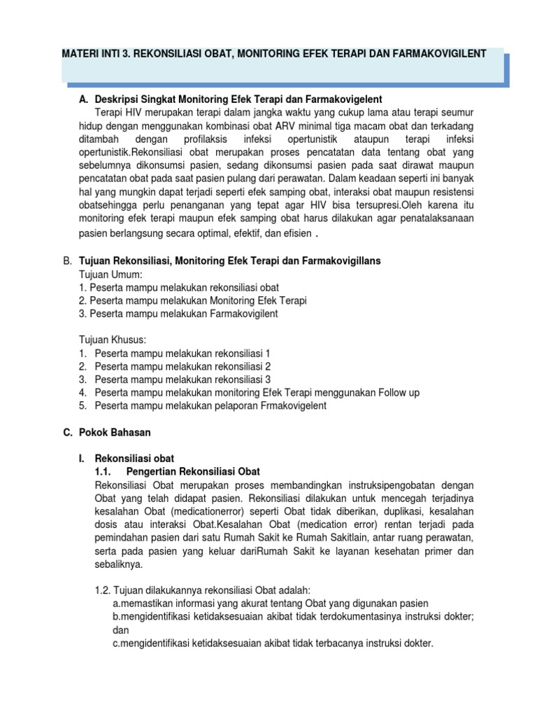 MI 3 - Rekonsiliasi Obat, Monitoring Efek Terapi Dan Farmakovigilent ...