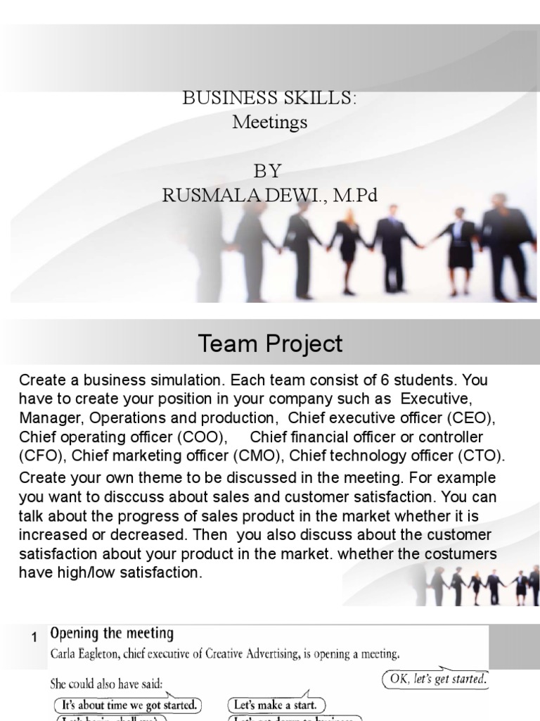Modul 4 Unit 6 Meeting 12 & 13 Meetings Business Skill | PDF | Chief Operating Officer | Chief ...