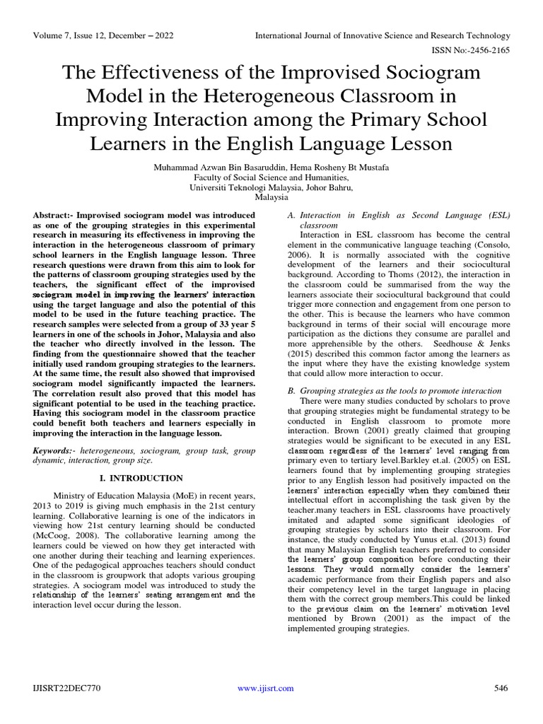 ESL Classroom Interaction Model | PDF | Learning | Teachers