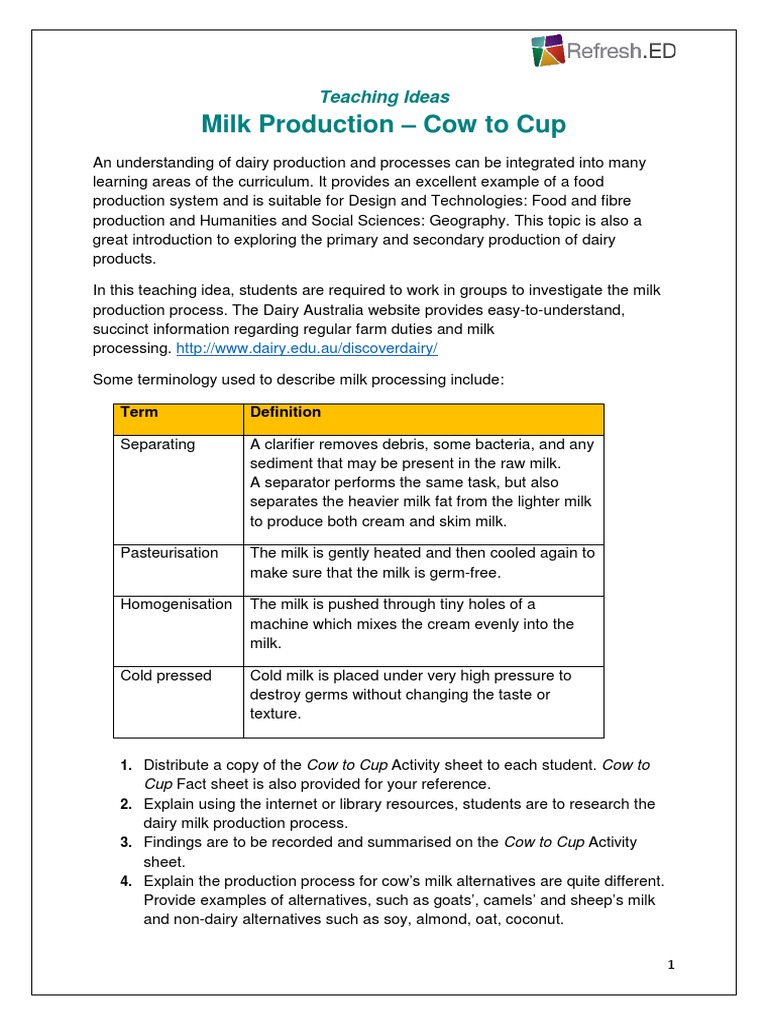 Milk Production Cow To Cup | PDF | Milk | Dairy